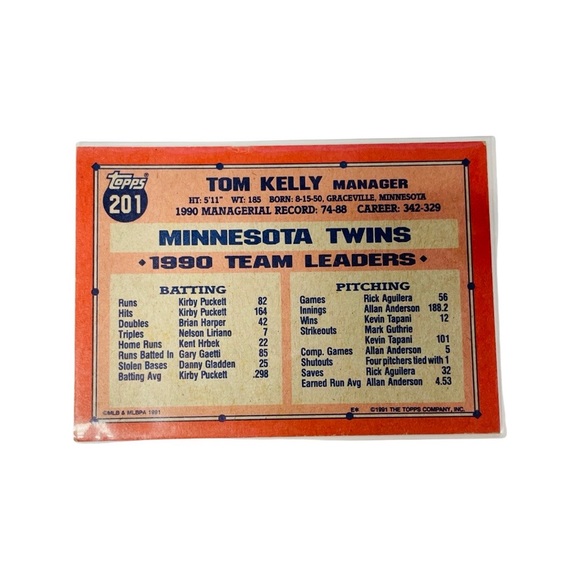 Topps | Other | 991 Topps 21 Tom Kelly Minnesota Twins | Poshmark